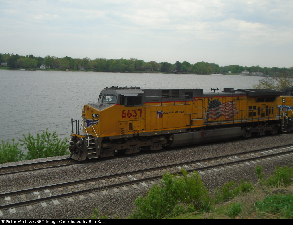 UP 6637 UP 8855 with UP 8557 UP 5982 bringing up the rear